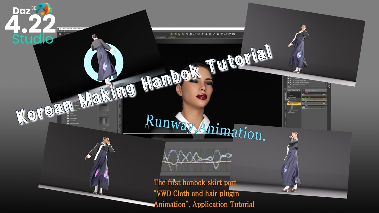 💦.Daz studio - The first Korean Hanbok animation creation - YouTube