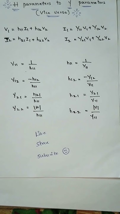 H PARAMETERS TO Y PARAMETERS..#youtube #ytshorts#engineering #trendingshorts #supportme - YouTube