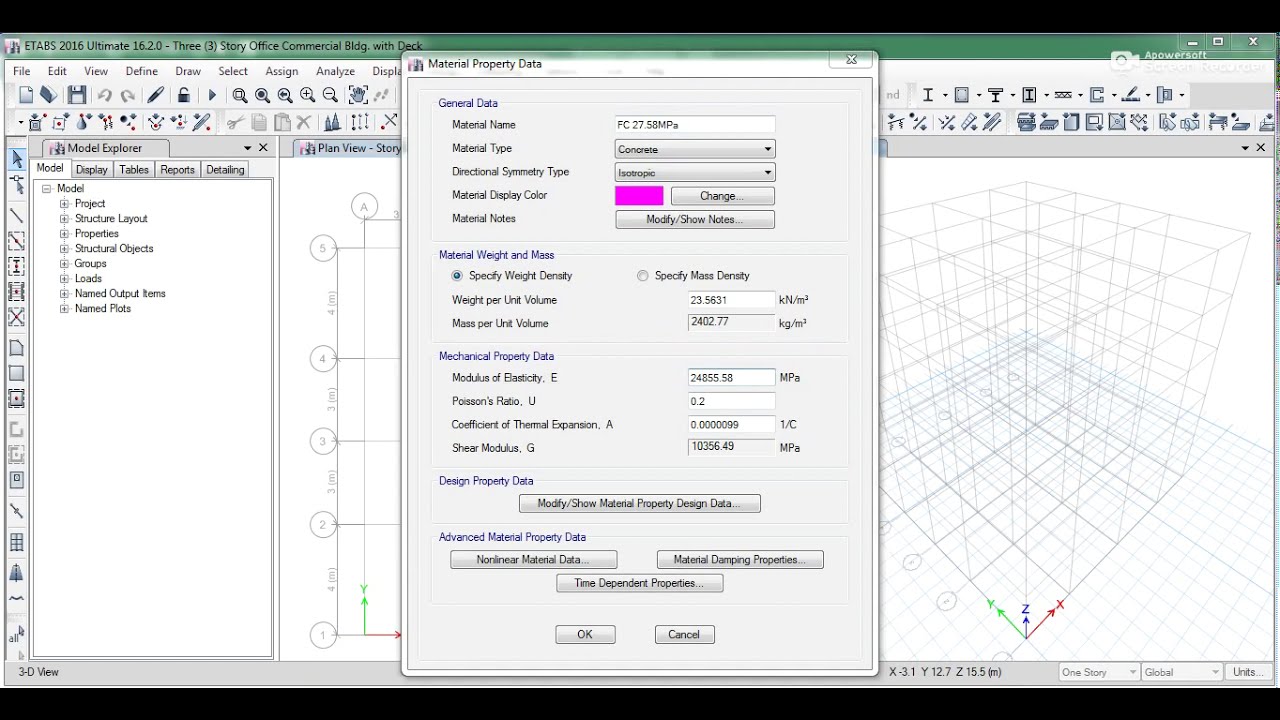 ETABS 2016 TO RCDC Three Story Office w/ Deck Part 1 of 12 - YouTube