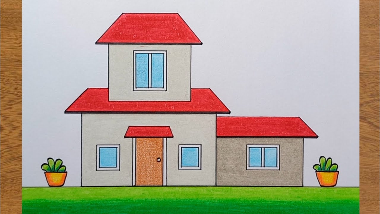 Cara Menggambar Rumah Yang Gampang Sekali || How to draw a very easy ...