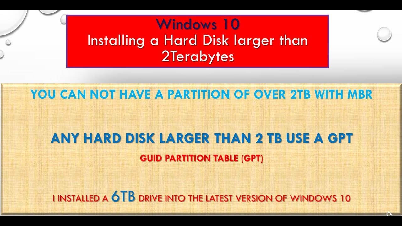 Installing a Hard Disk larger than 2 Terabytes - YouTube