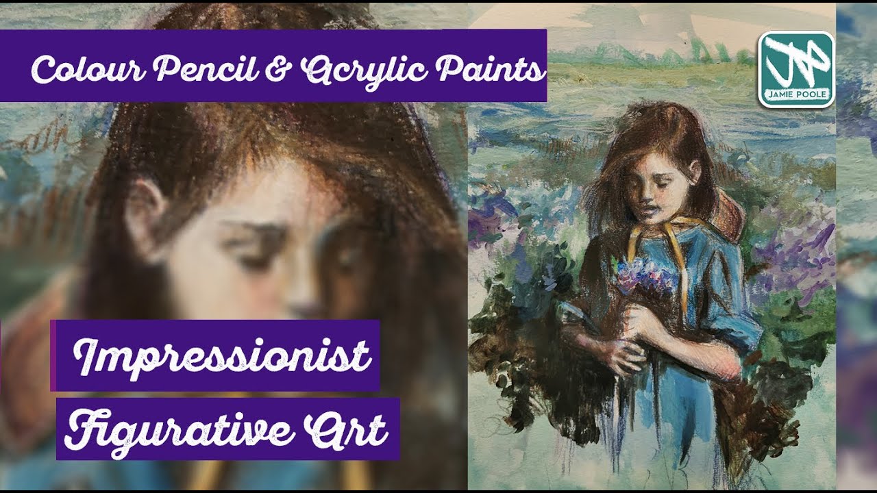 Impressionism with Acrylic & Colour Pencil - YouTube
