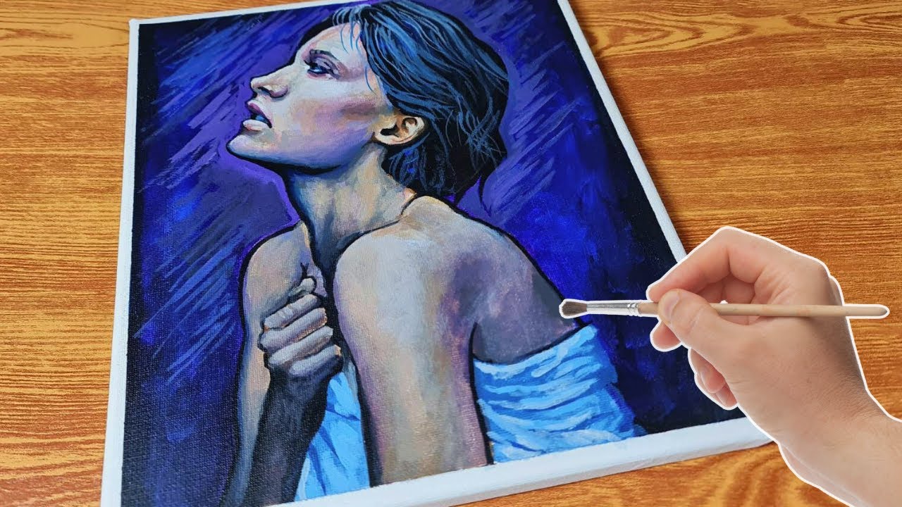 How to Draw a Woman Portrait Painting I Advanced Acrylic Painting ...