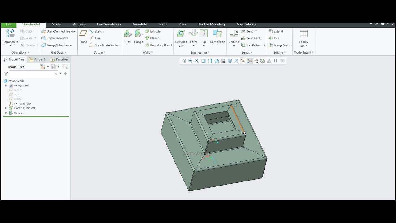 SHEET METAL IN CREO FLANGE TOOL #cad #onshape#cadcam #cadcamtutorials ...