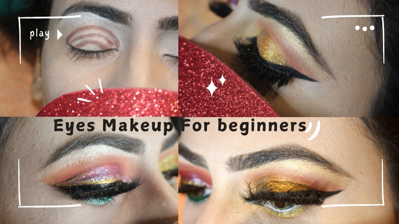 2 Eyes makeup for beginners || Red and Gold eye makeup tutorials ...