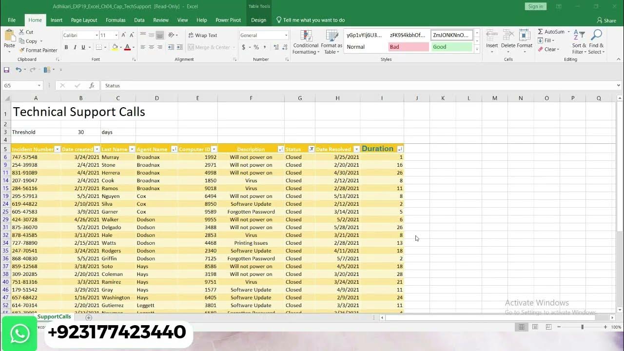 Exp19_Excel_Ch04_Cap_Tech_Support | Excel Chapter 4 Capstone - Tech Support/100% Complete ...