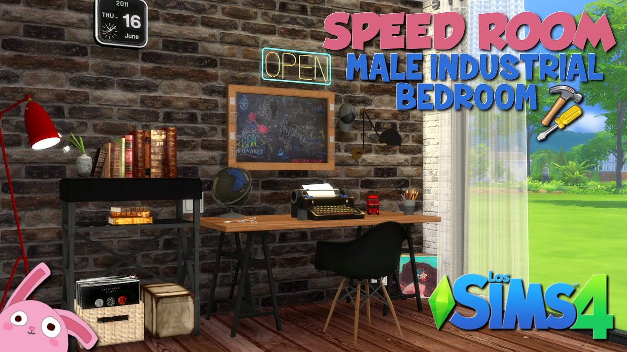 Speed Room con CC | Male Industrial Bedroom | Los Sims 4 - YouTube