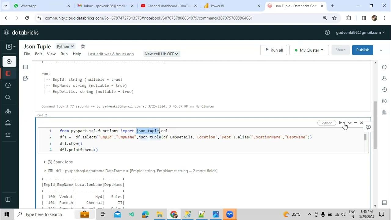 87.Understand about Json Tuple Function in Databricks using PySpark in Telugu - YouTube