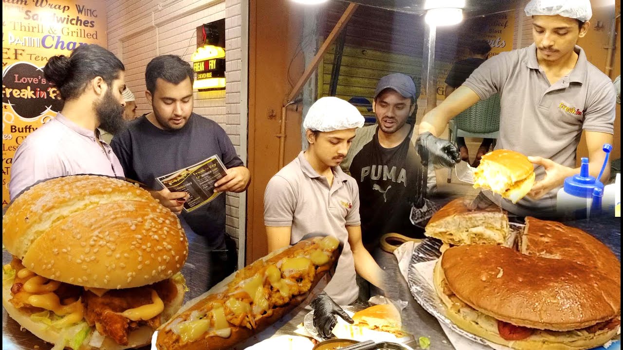 Biggest Chicken Burger Making at Pakistan Street Food | Big Chicken ...