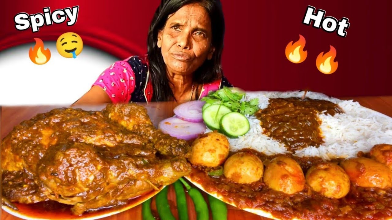 Ranu mandal | eating chicken curry with rice | ranu mandal eating ...