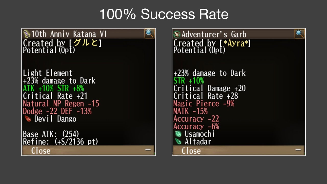 Fill Stat Formula for Katana STR DEX (Weapon & Armor DTE) - Toram ...