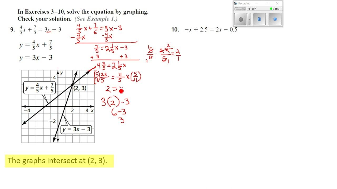 home work video for lesson 5 5 Solving Equations by Graphing - YouTube
