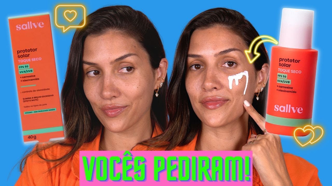 Testei o NOVO PROTETOR SOLAR TOQUE SECO da SALLVE | VALE a PENA? - YouTube