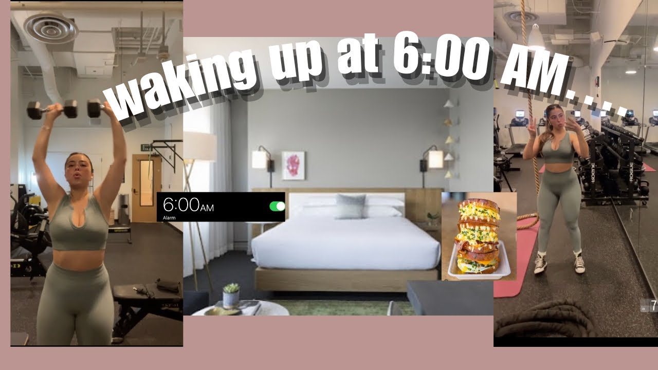 6 AM morning routine AT A HOTEL!| gym| breakfast | LA things - YouTube