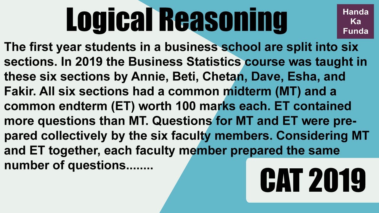 CAT 2019 - Logical Reasoning - Linear Arrangement - Teachers set ...