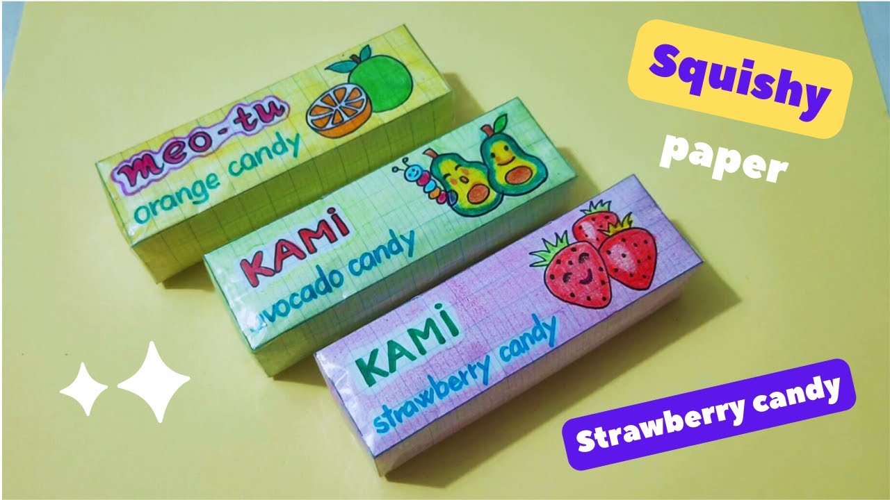 DIY Paper Squishy/ Strawberry Candy - Tuyet Mai - YouTube