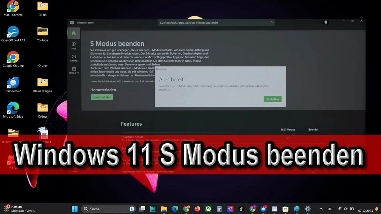 Windows 11 S Modus beenden Anleitung - YouTube