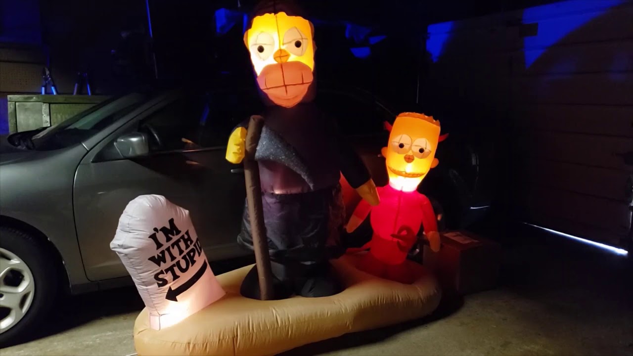Gemmy Halloween Prototype Airblown Inflatable Simpsons Graveyard - YouTube