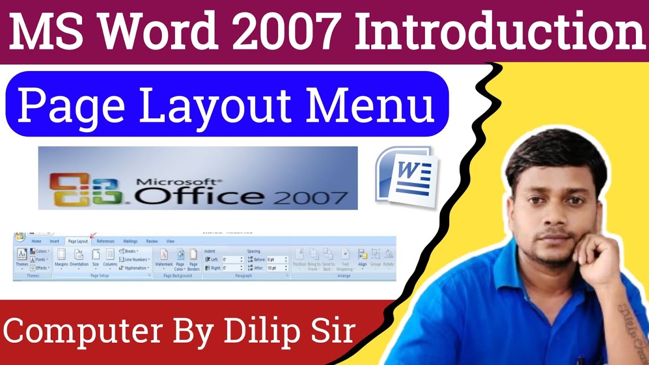 MS word 2007 in page layout menu | #dilipcomputers #dilipsir #msoffice ...