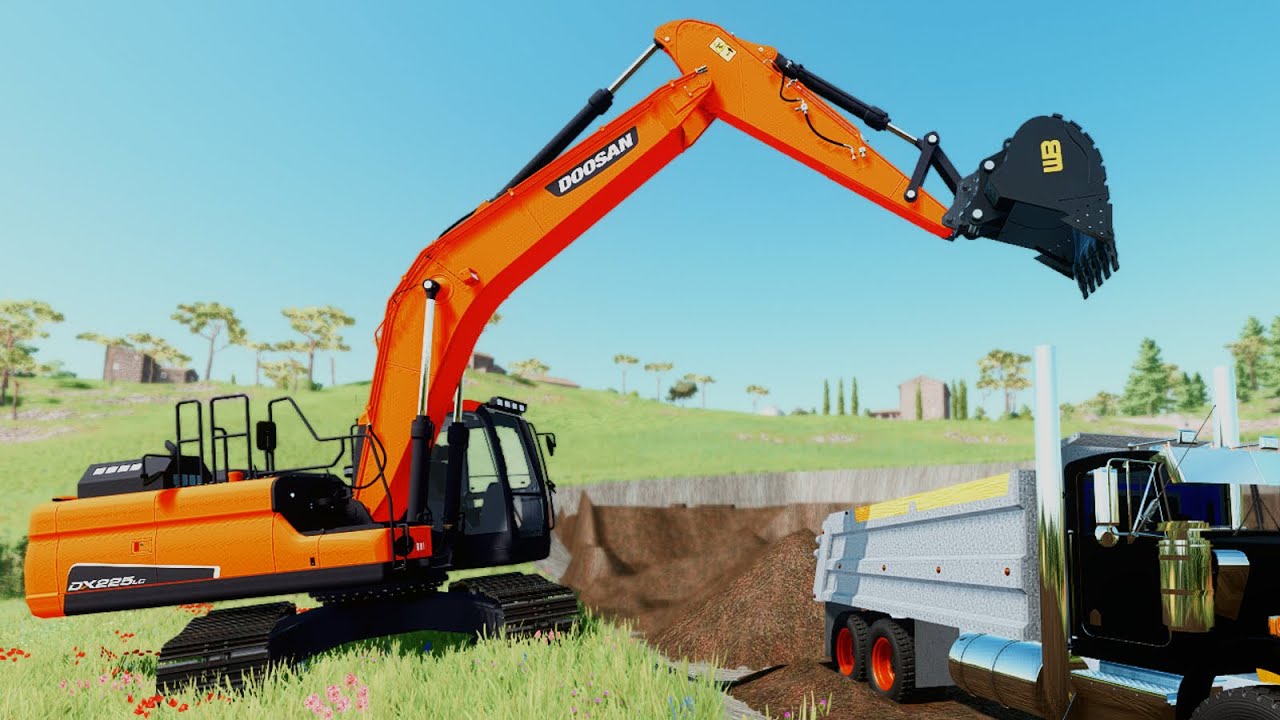 Doosan Dx 225 Excavator 3D - game máy xúc Doosan DX225 làm việc 3D # ...