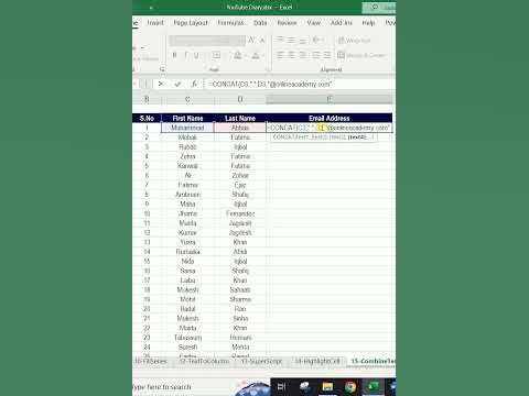 Excel Interview Question Tips 15: How to use CONCAT Function to Combine Text in Excel #shorts # ...