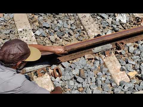 Indian Railway ERC (Elastic Rail Clip) clip and liner greasing work on ...