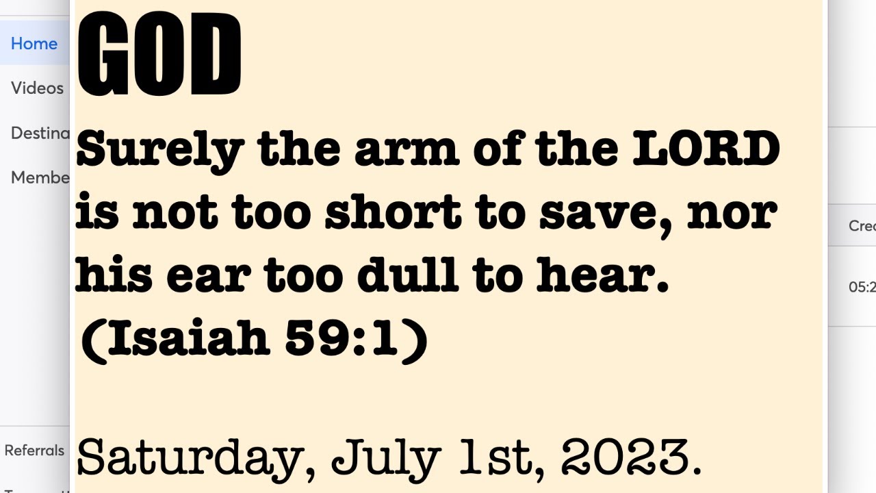 HELLO PEOPLE OF THE SHORT-ARMED GOD. (Isaiah 59:1) - YouTube