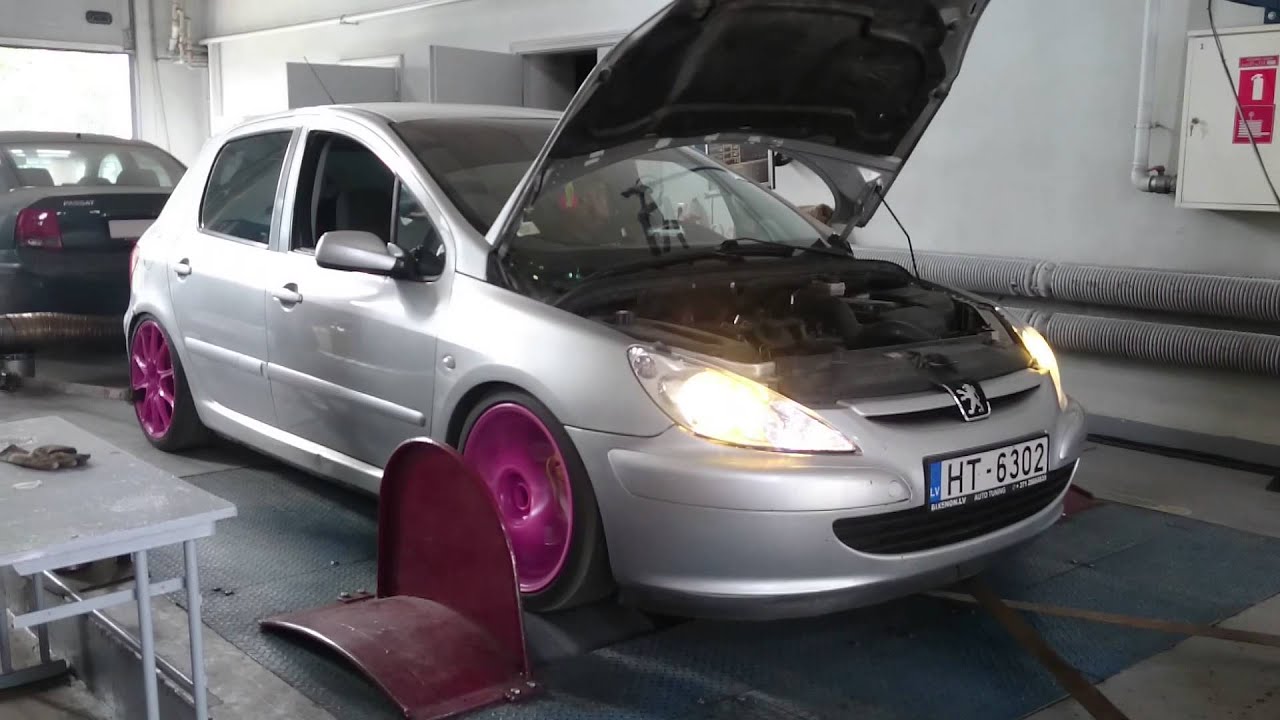 Peugeot 307 2.0hdi 110hp on wheels. - YouTube