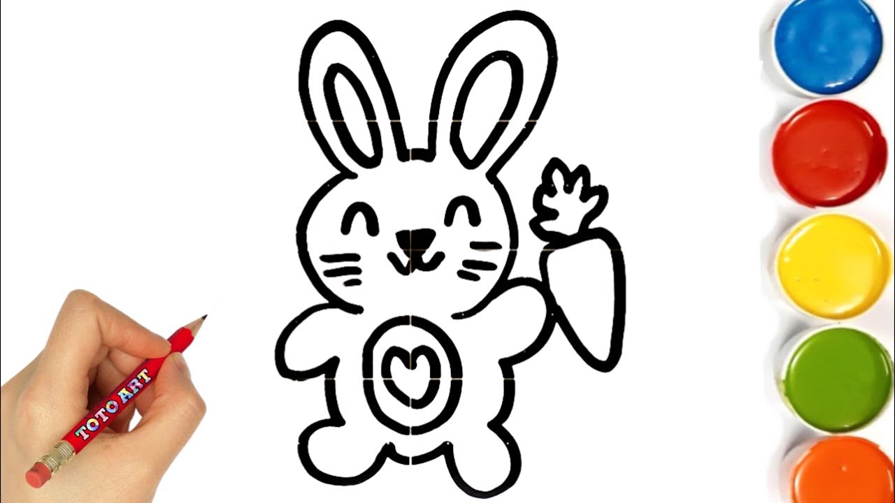 How to draw Cute Rabbit with Barrot -Colouring for Kids & Toddlers ...