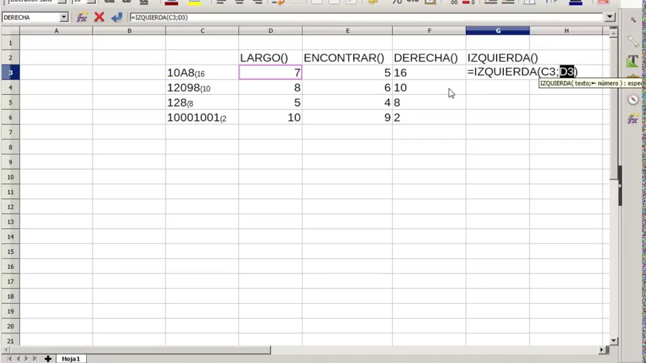 Funcions de text en LibreOffice Calc - YouTube
