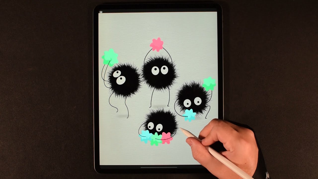 Miyazaki Soot Sprites - iPad Illustration in Procreate - YouTube