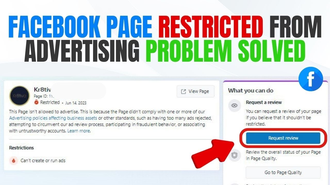 Facebook page Restricted from advertising Problem Solved - YouTube
