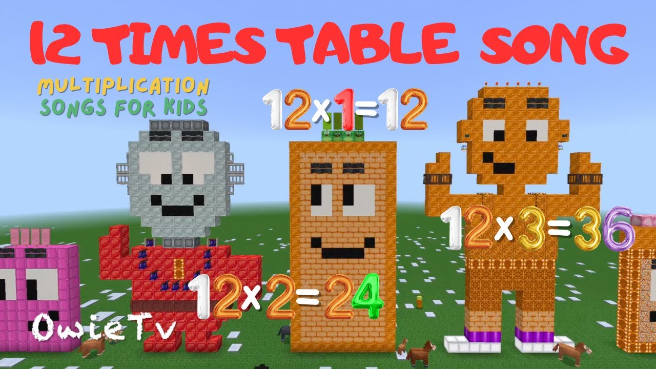 12 Times Table Song | Fun Multiplication Song for Kids | Minecraft ...