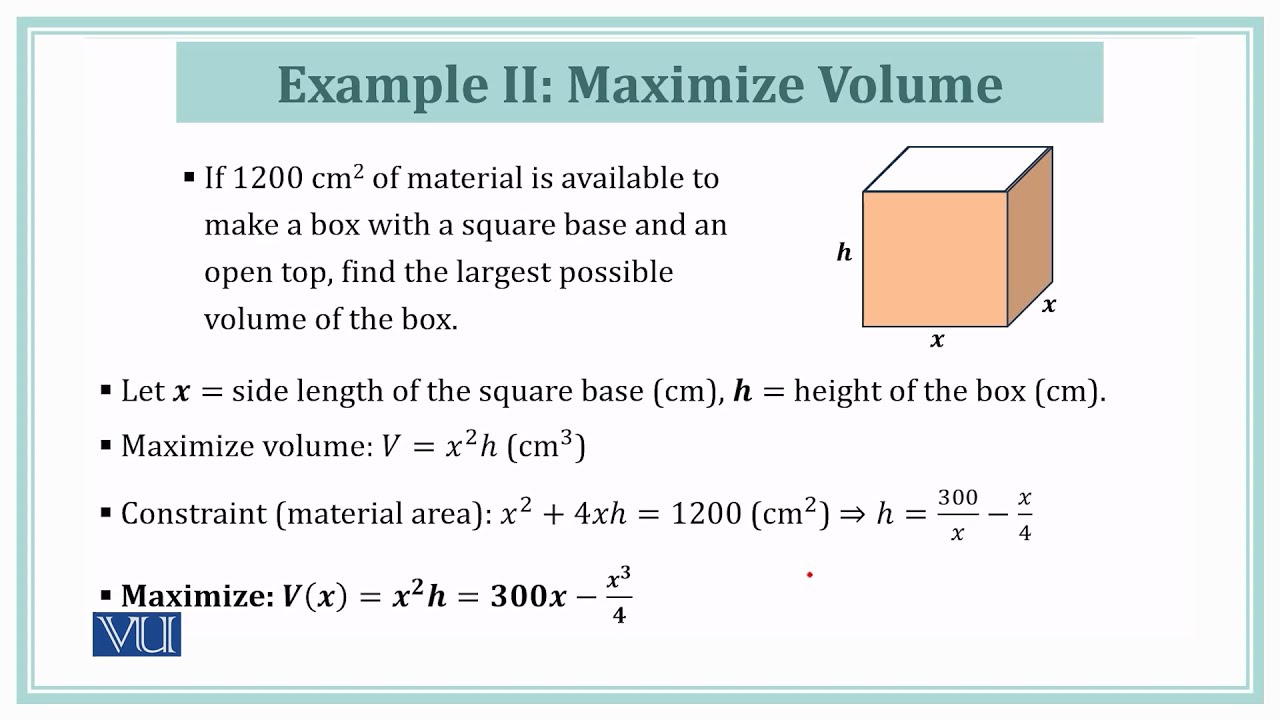 Applied Optimization (2) - Closed Intervals | Calculus 1 | MTH5101 ...