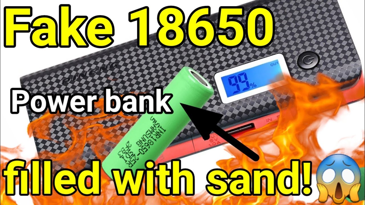 fake 18650 cells filled with sand inside a USB power bank. # ...