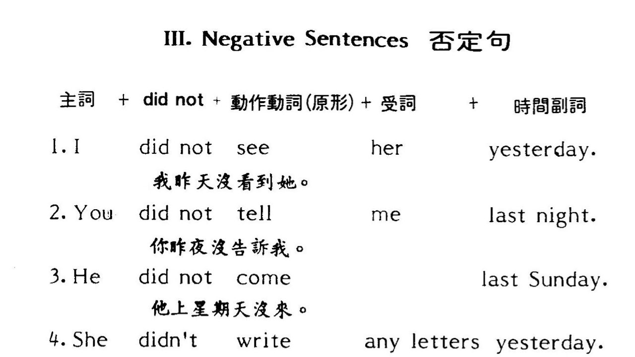 第三册lesson four 3 negative sentences - YouTube
