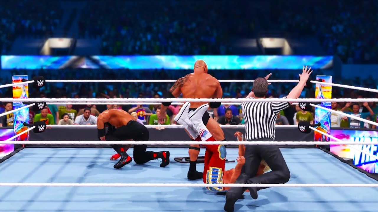 WWE ROMAN REIGNS VS CODY RHODES VS THE ROCK CHAMPIONSHIP FULL MATCH ...