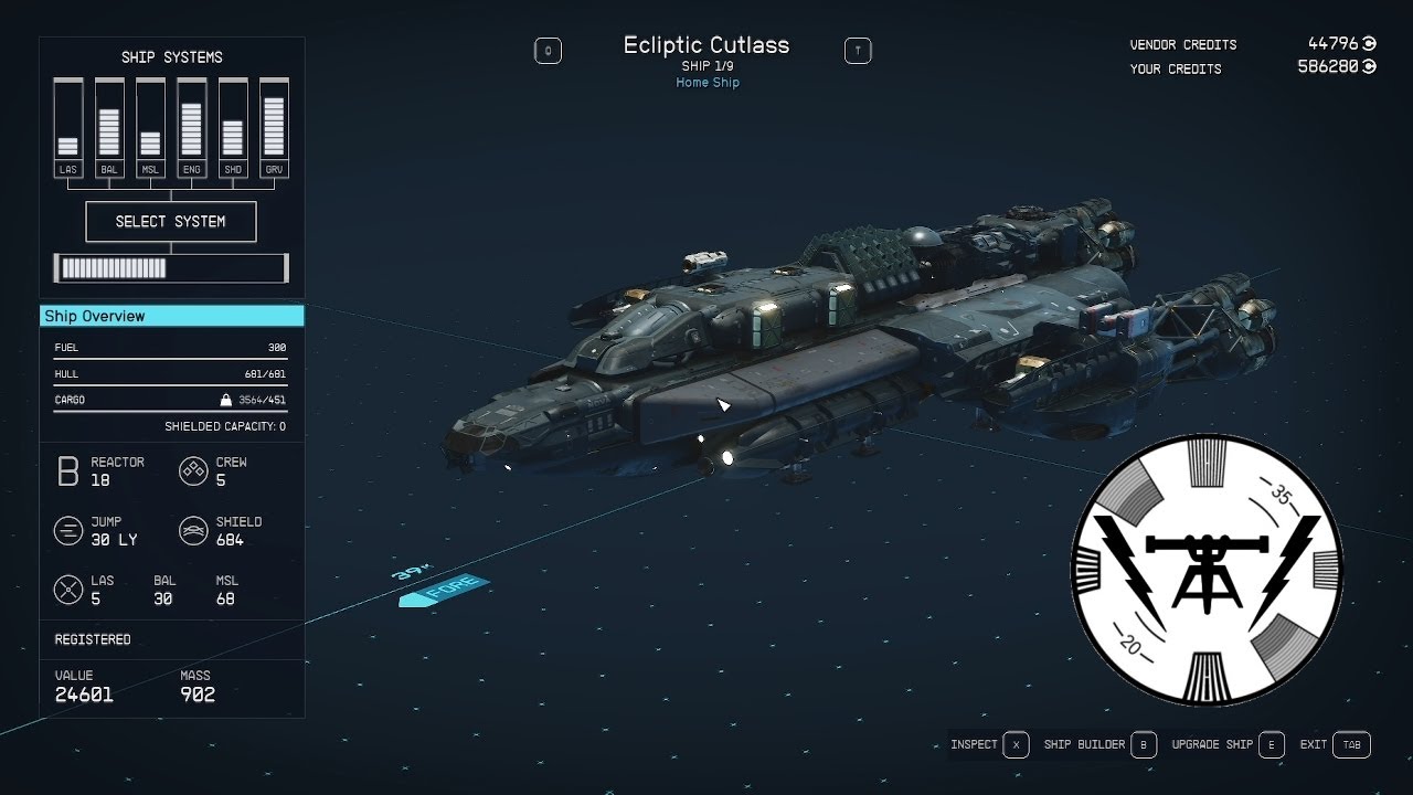 Starfield Ship Build: Upgrading the Ecliptic Cutlass into a B-Class ...