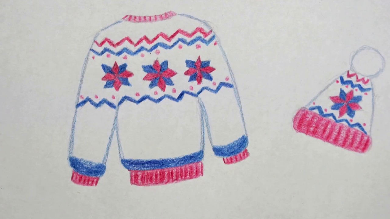👤♟Pullover zeichnen - Mütze malen - how to draw sweater with cap - Как ...