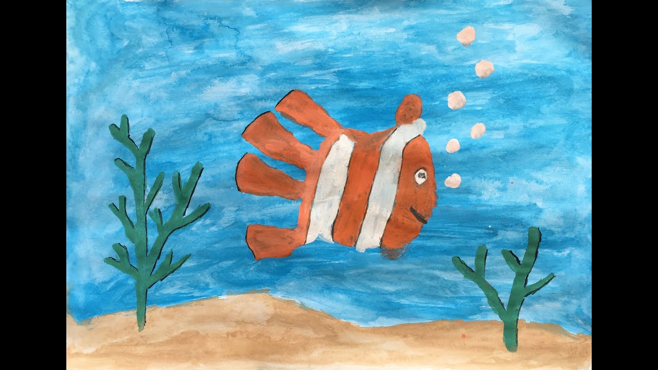 Handprint Nemo fish art - YouTube