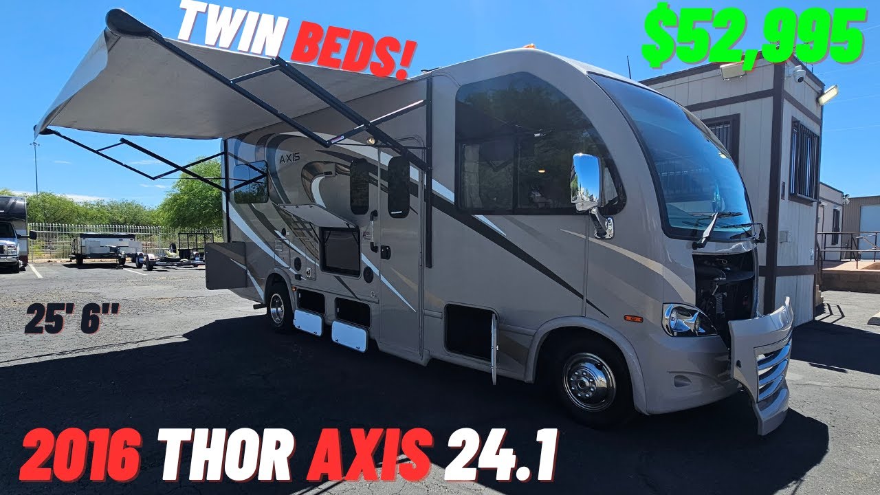 Twin bed Class A Under 26'??? 2016 Thor Axis 24.1 Video Walkthrough - YouTube