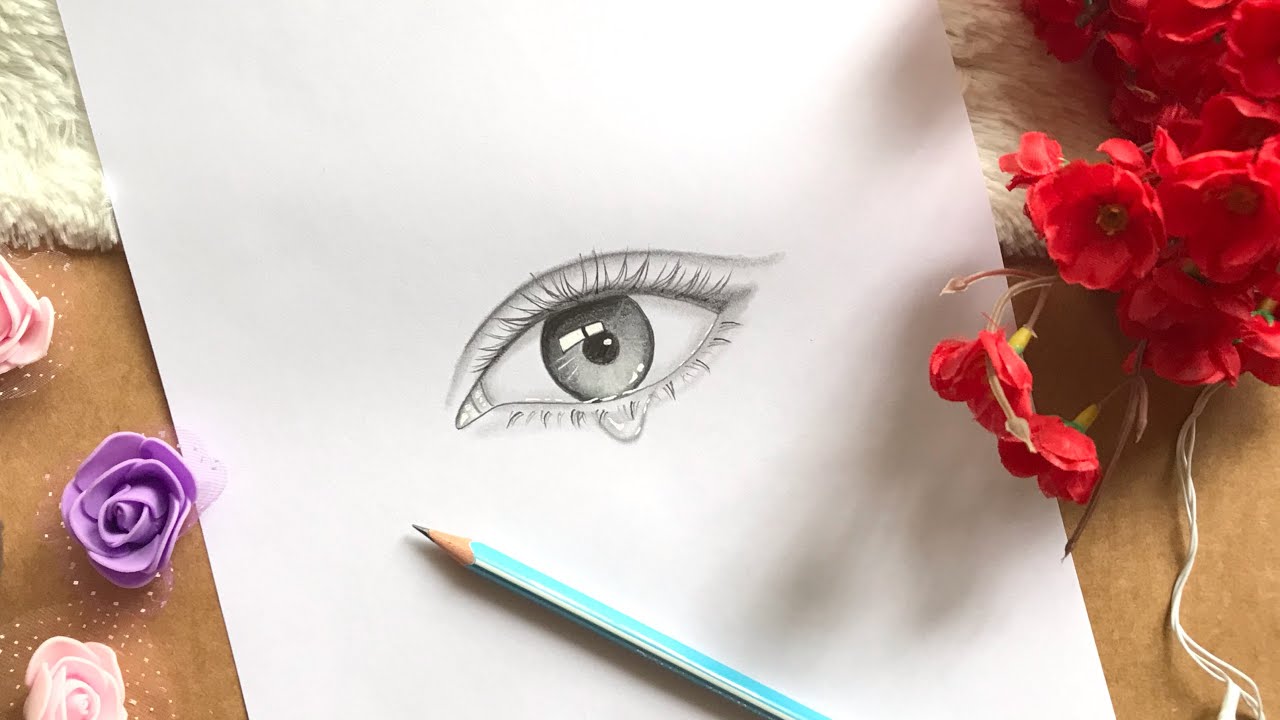 How to Draw an Eye with Teardrop for Beginners || EASY WAY TO DRAW A ...