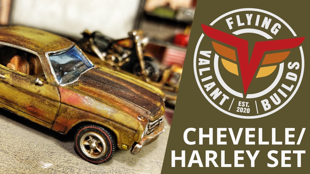 Weathered Custom Hot Wheels Chevelle and Matchbox Motorcycle Trailer ...