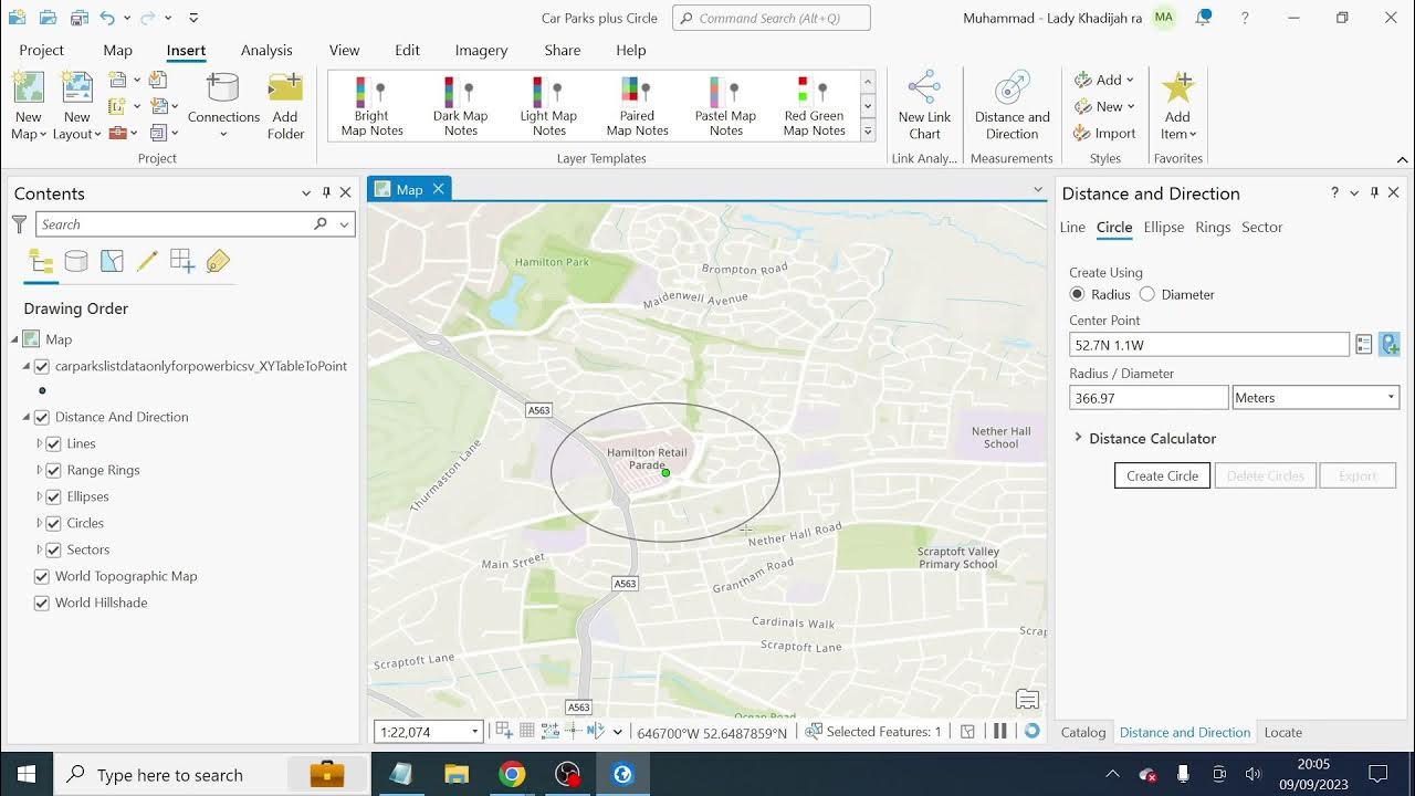 ArcGIS Pro: How to search for a location and draw a circle around it - YouTube
