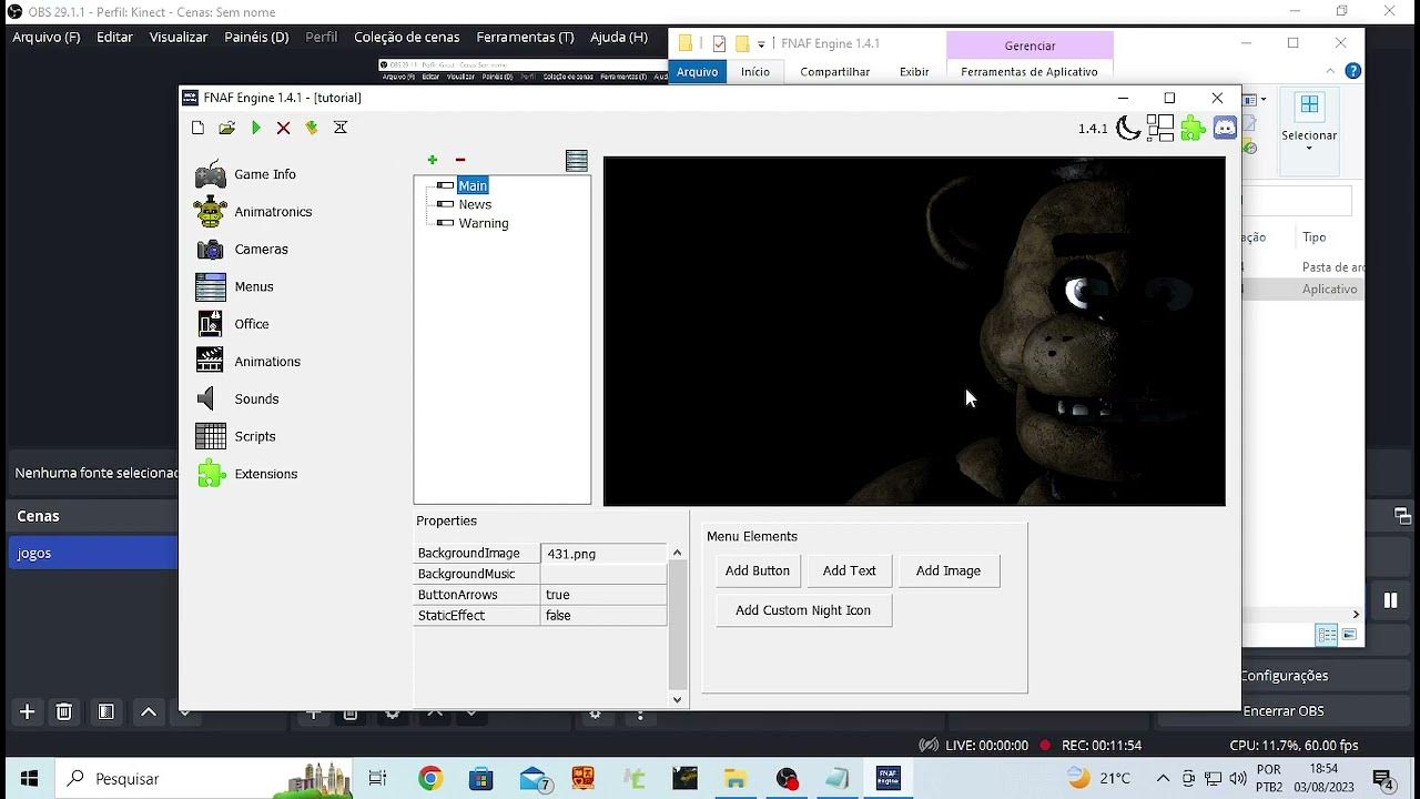 Como fazer uma fan-game de FNAF no Fnaf Engine parte 1 - YouTube