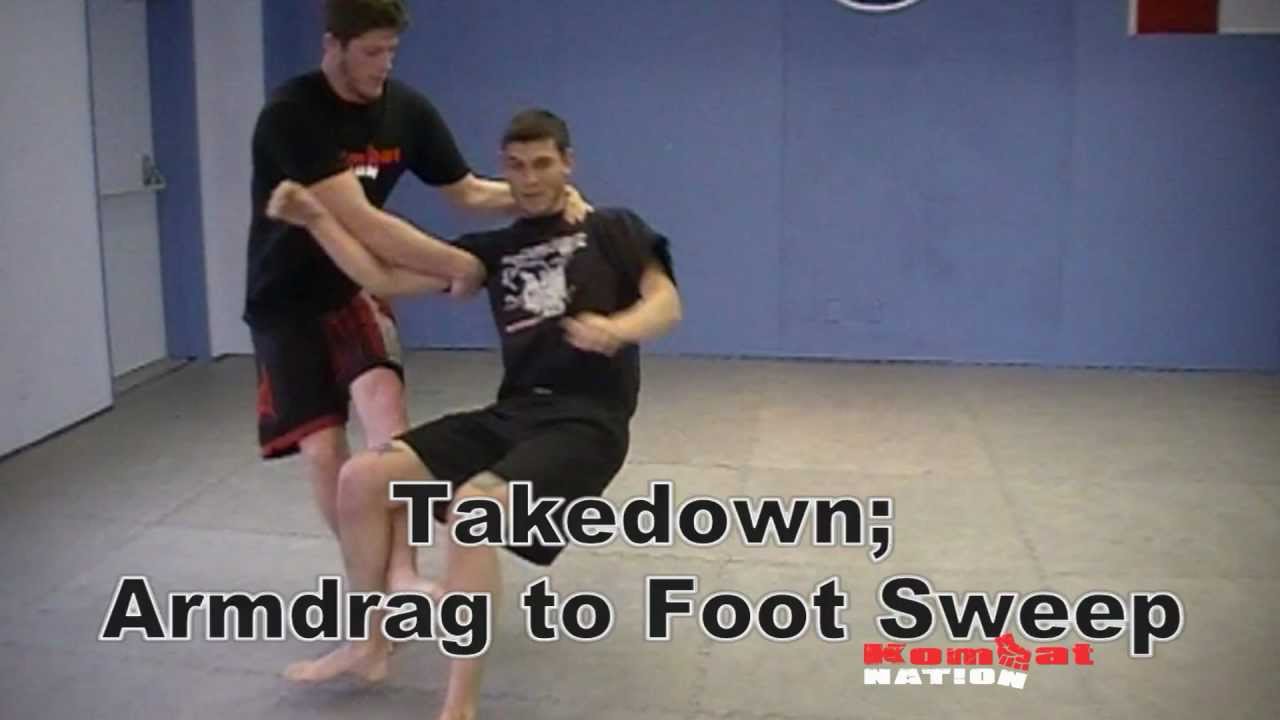 Takedown; Armdrag to foot sweep by Micah Brakefield - YouTube