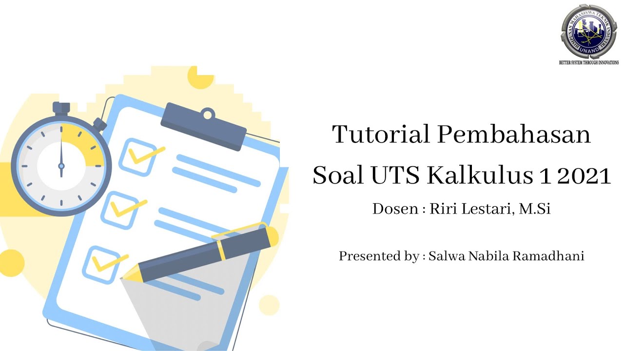 Tutorial Pembahasan Soal UTS Kalkulus 1 Dosen Ibu Riri Lestari, M.Si Tahun 2021/2022 - YouTube