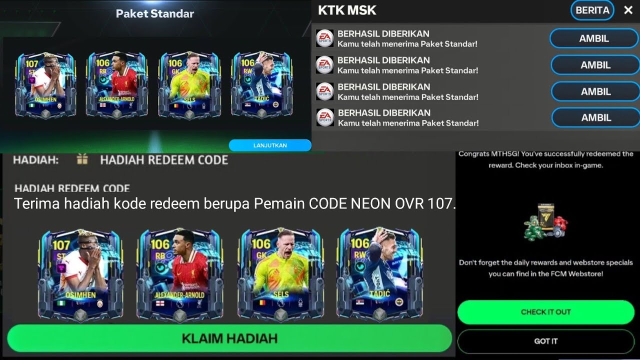 3 KODE REDEEM FC MOBILE TERBARU HARI INI KLAIM PEMAIN CODE NEON 107 GRATIS FC MOBILE 2025 NEW ...