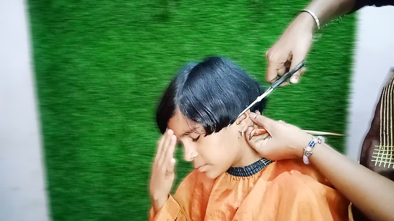 Round haircut girl hair cutting /high school girls hair cutting / long ...