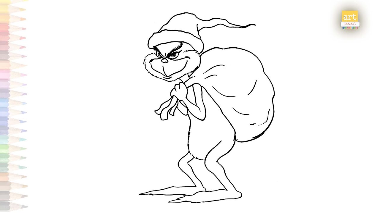 The Grinch Christmas drawing easy | Outline sketches | How to draw The ...